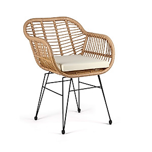 WestinTrends 3 Pc Set Furniture Wicker Rattan Patio Conversation Seating Chair with Cushions and Table for Indoor Outdoor, Balcony, Porch, Garden, Pool, Deck, Lounge, White