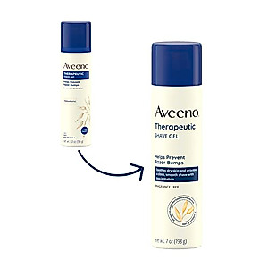 Aveeno Therapeutic Shave Gel with Oat and Vitamin E to Help Prevent Razor Bumps, Soothes Dry Skin and Provides a Close, Smooth Shave with Less Irritation, Fragrance-Free, 7 oz