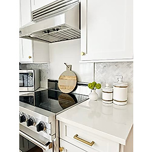 Mud Pie Wood Strap Canisters, White