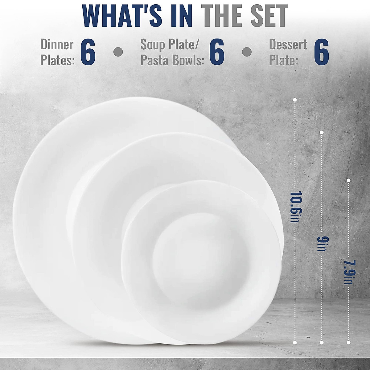 Bormioli ROCCO Whitemoon 18-Piece Dinner Set, Opal Glass, 27 cm