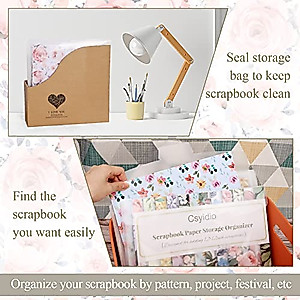 Csyidio 10PCS 12 x 12 Inch Scrapbook Paper Storage Organizer with Label Stickers, Clear Paper Storage Bag for Holding Scrapbook Paper Pad, Vinyl Paper, Photos and Paper File Enclosed Storage