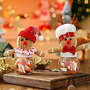 EUBUY 2Pcs Christmas Candy Jar with Gingerbread Man Shape Xmas Gingerbread Storage Organizer Xmas Cookie Jars Candy Box Christmas Party Snowman Container Gingerbread Decorations