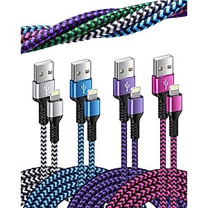 [3ft/4-Pack]iPhone Charger, Nylon Braided USB A to Lightning Cable, Apple Fast Charging Cords Compatible with iPhone 14/14 Pro Max/13/13 Pro/13 Mini/12/12 Mini/11/11 Pro/11 Pro Max/8 Plus/8/7 Plus/XR