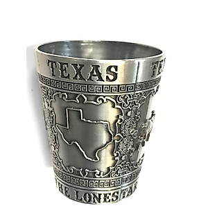 States Souvenir Metal Shot Glass Pewter Design - Texas Nashville Indiana Iowa ST. Louis Chicago Kentucky Ohio Illinois Collectible Metal Shot with Iconic Images (Texas The Lone Star State)