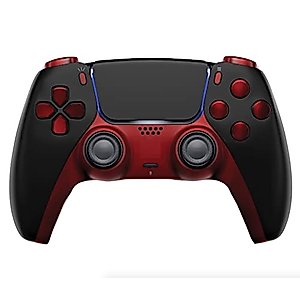 Custom Wireless UN-MODDED PRO Controller compatible with PS5 Exclusive Unique Design (Black/Red)