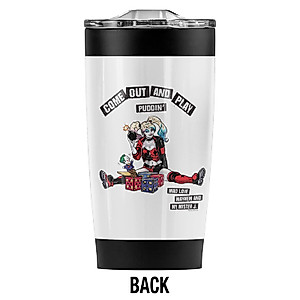 Logovision Harley Quinn Come Out and Play Stainless Steel Tumbler 20 oz Coffee Travel Mug/Cup, Vacuum Insulated & Double Wall with Leakproof Sliding Lid | Great for Hot Drinks and Cold Beverages