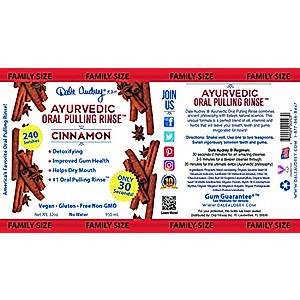 Dale Audrey Natural Oil Pulling for Teeth and Gums | Cinnamon Flavoured Oral Rinse Mouthwash for Bad Breath | Organic Essential Oils to Whitening Teeth & Freshen Breath | (16oz)