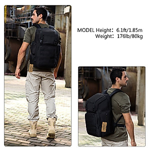 ArcEnCiel Tactical Backpack Military Army Shoes Bags Daypack Assault Pack Bug Out Bag Molle Rucksack - Rain Cover Included (Black)