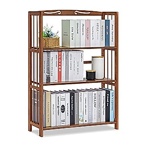 MoNiBloom 3 Tier Bookcase, Modern Free Standing Bookshelf, Adjustable Book Storage Rack Holder Organizer Shelves in Living Room Kitchen Home Office, Brown