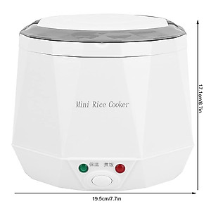 Mini Rice Cooker, 1.6L Mini Portable Electric Rice Cooker Rice Cooking Tool Food Steamer for 12V Car Use WhiteRice Cookers