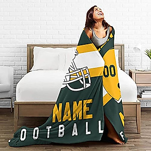 SEAGGS Custom Football City Blanket Personalized Decor Fans Throw Blanket Printed Add Any Name & Number Gift for Men Women Youth