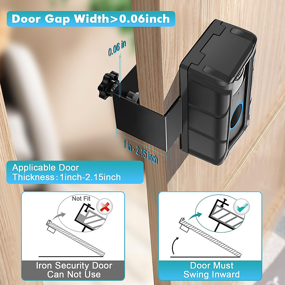 Zortwury Anti-Theft Blink Doorbell Mount, No Drill Doorbell Mounting For Blink Video Doorbell，Blink Video Doorbell Holder, Easy to Install, Fit for Blink Doorbell Camera