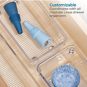 iDesign Utensil Holder and Silverware Organizer for Kitchen Utensils and Countertop Storage, The Linus Collection – Set of 2, 4" x 8" x 3", Clear