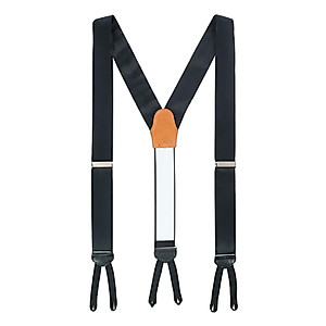 Trafalgar Men's Sutton Solid Color Silk Formal End Braces (Suspenders), Black