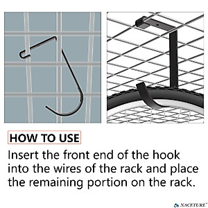 Bike Hooks for Garage Ceiling Mount Rack – Heavy Duty 4X8 Overhead Garage Storage Rack for Ceiling Hanging Bicycle Shelves, Add on Storage Flat Hooks Accessory and Wall Hanger (Flat Hook 4 Pack)