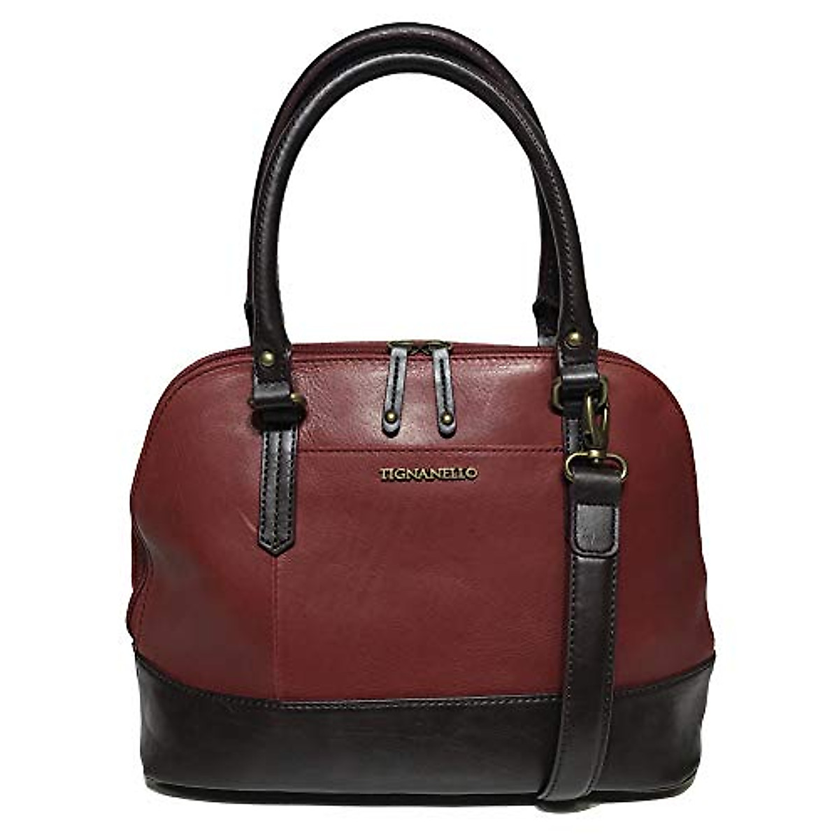 Tignanello Bleecker St. Accordian Satchel, Rouge/Brown