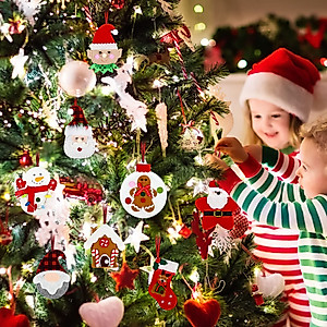 Skylety 8 Pieces 3D Christmas Tree Ornaments Set Felt Santa Elf Snowman Candy Cane Ornament, Christmas Stocking, Gnome Felt Decoration(Santa Claus)