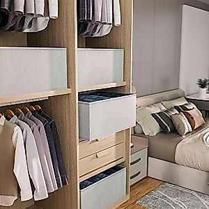 DIMJ Large Wardrobe Clothes Organizer, 6 Cells Large Jeans Organizers, Foldable Clothing Drawer Organizers, Closet Organizers and Storage Bins for Clothes, Jeans, Wardrobe, 2 Packs (Grey)