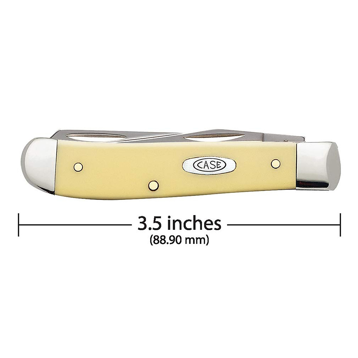 CASE XX WR Pocket Knife Yellow Synthetic Mini Trapper Carbon Steel Item #029 - (3207 CS) - Length Closed: 3 1/2 Inches