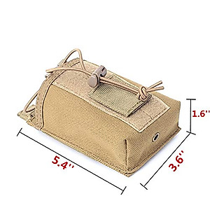Tactical Radio Pouch Holder Molle Radio Holster Military Heavy Duty Radios Pouch Bag for Two Ways Walkie Talkies, Adjustable Storage Tools Case (Khaki)