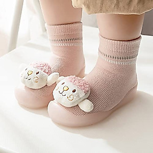 Lykmera Infant Toddler Shoes Sheep Socks Cute Cartoon Sheep Socks Shoes Toddler Floor Shoes Infant Shoes Socks (Pink, 15-18Months)