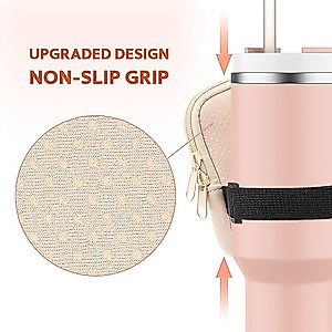 Akisola Water Bottle Pouch For Stanley Quencher Adventure 40oz & Stanley IceFlow 20oz 30oz, Gym Accessories For Women, Running Water Bottle Handheld Caddy Compatible With Tumbler (Pearlescent)