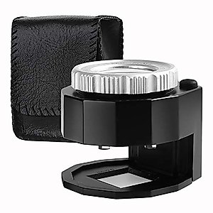 Loupe Magnifier 30X Aluminum Alloy Magnifier Illuminated Adjustable Focal Length Desktop Magnifier with 6 Lights for Jewelry Textile Optical Currency Coins Stamps Circuit Board Gems …