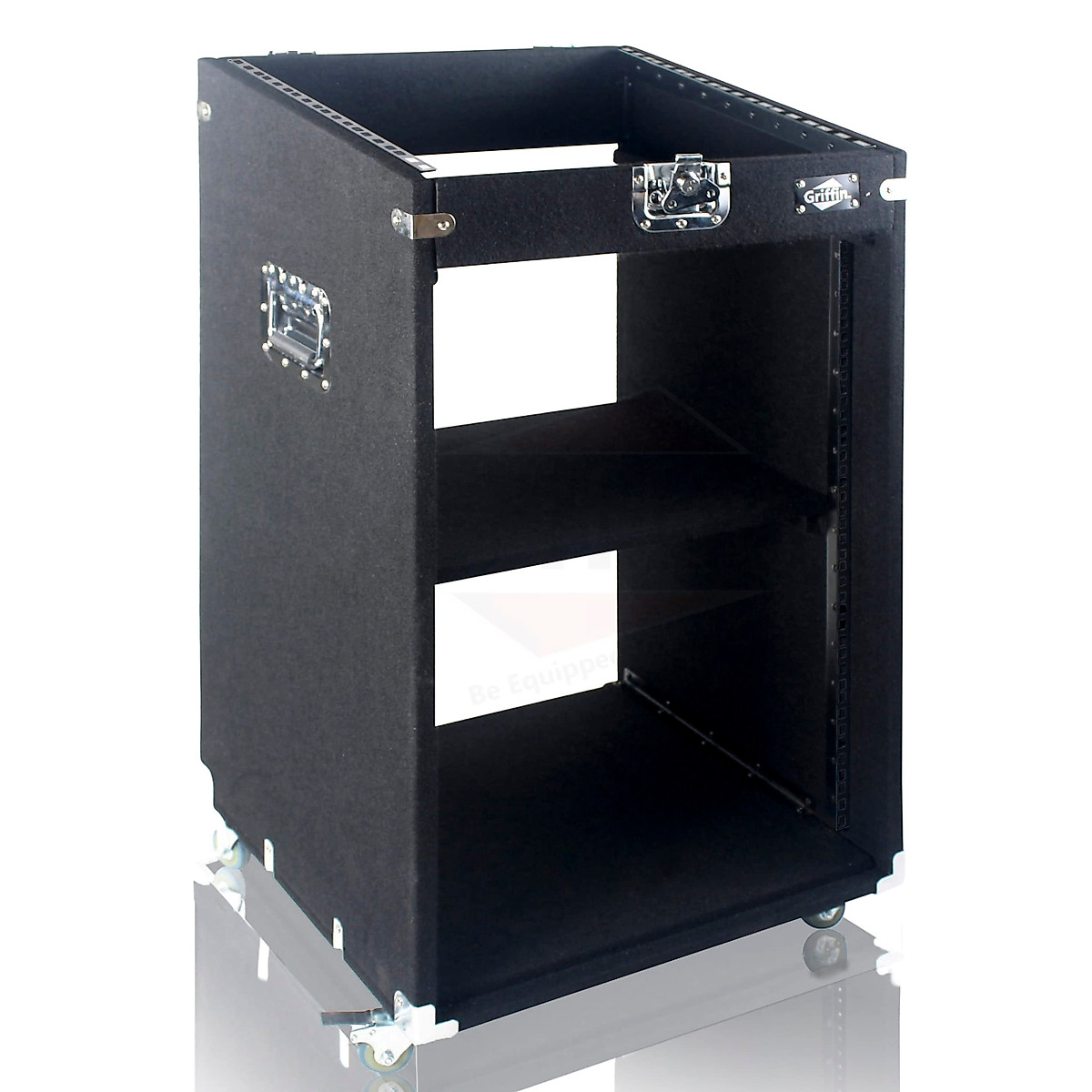 Griffin Ultimate Rackmount Studio Mixer Flight Road Case 25U Mount Space Pro-Audio Amp Cabinet Travel Trunk For Music Gear Recording Equipment | Portable DJ Sound Booth Rack Stand Carpet PA Cart