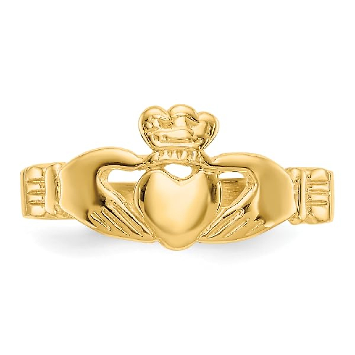 14K Yellow Gold Irish Heart Love Claddagh Ring Size 3