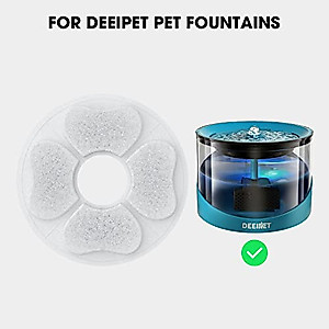 DEEIPET 8 Packs Replacement Filters & 8 Packs Sponges, Food Grade Replacement Cat Water Fountain Filters for Pet Water Fountain