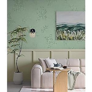 Dimoon Wallpaper 78.7"x17.3" Thicken Embossed Floral Stick and Peel Wallpaper Green Flower Stick Peel Contact Paper Solid Pure Waterproof Green Adhesive Wallpaper Removable Shelf Vinyl Roll