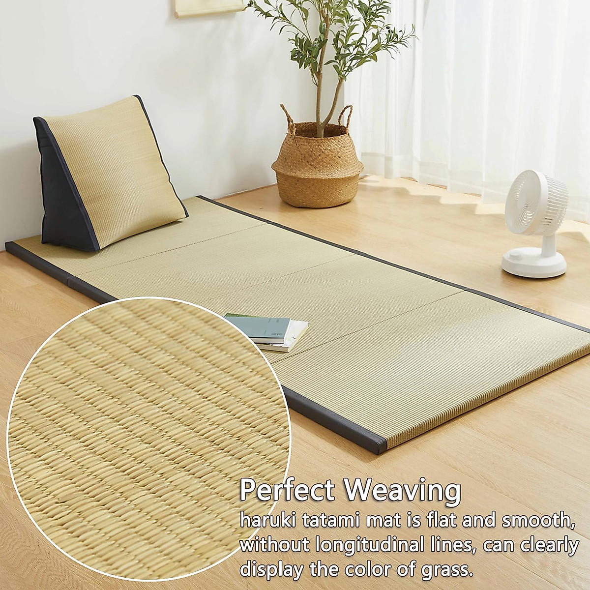 §ｈａｒｕｋｉ Japanese Tatami Mat, Thick Tatami Mat Twin Floor Mattress, Japanese Rush Grass, Used for Sleep, Meditation, Yoga, Zen Tatami Mat (Natural,78.7" L x 35.4" W x 1.2" H)