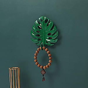 Cabilock 3pcs Leaf Shaped Wall Hooks Decorative Iron Towel Hooks Wall Hanging Coat Key Hooks Clothes Hangers Home Decoration (Green)