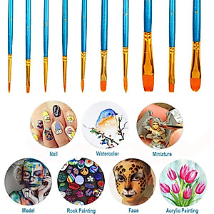 Soucolor Acrylic Paint Brushes Set, 20Pcs Round Pointed Tip Artist Paintbrushes for Acrylic Painting Oil Watercolor Canvas Boards Rock Body Face Nail Art, Halloween Pumpkin Ceramic Crafts Supplies