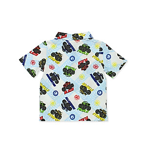 Blaze and The Monster Machines Boys Toddler Collared Short Sleeve Polo Tee Shirt (4T, White)