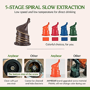 Anybear Cold Press Juicer, 200W Masticating Slow Juicer 4.3" Large Feed Chute Fit Whole Fruits Vegetables | Upgraded Auger | Tritan Materials | BPA Free | Easy to Clean with Brush| Juice Recipes