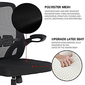 Mesh Office Chair Ergonomic Office Chair with Arm flip up and Back Support Office Chair, Adjustable Height Executive Office Chair for Computer Desk Home Office Chair Black