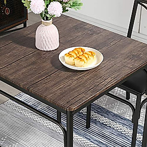 VECELO 3-Piece Kitchen Room Chairs Set for Home, Dinette, Breakfast Nook, Farmhouse, Small Space, Dining Table for 2, Dark Brown