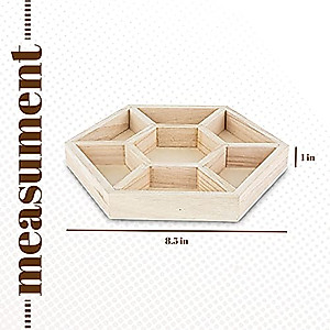 Hammont Hexagon Sectional Wooden Trays - 3 Pack - 8.5”x8.5”x1” - Eco Friendly Decorative Wooden Tray for Dry Fruits & Candies | Organic Wooden Tray for Gift & Home Décor