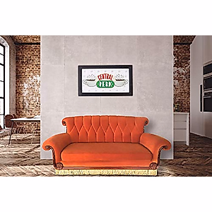 Friends Central Perk Coffee Shop 3-Seater Couch Authentic Replica | Upholstered Orange Sofa For Living Room, Guest Room, Media Room | 90 x 41 x 43 Inches