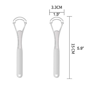 JOSALINAS 2PCS Tongue Cleaners Wide-head Double Blades Scrapers For Oral Care, Platinum Color