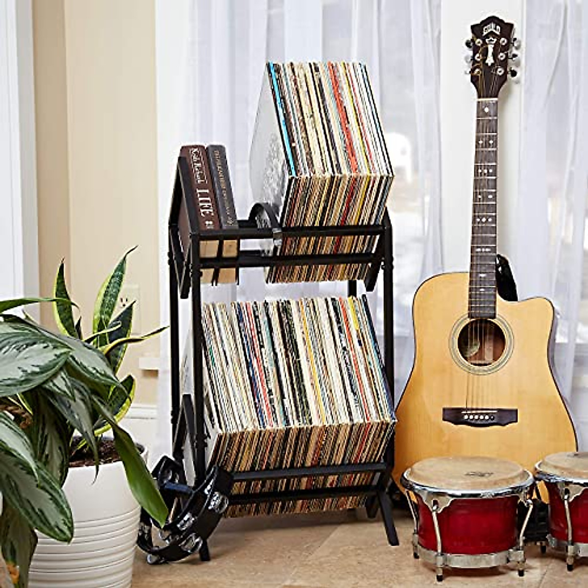 MODERN VINYL Record Holder - Matte Black Metal - 160-200 LP Storage - Simple, Quick Assembly - Vinyl Display, Storage - High-End Design - Protects Vinyl - Organize Albums - Book, Magazine, Files