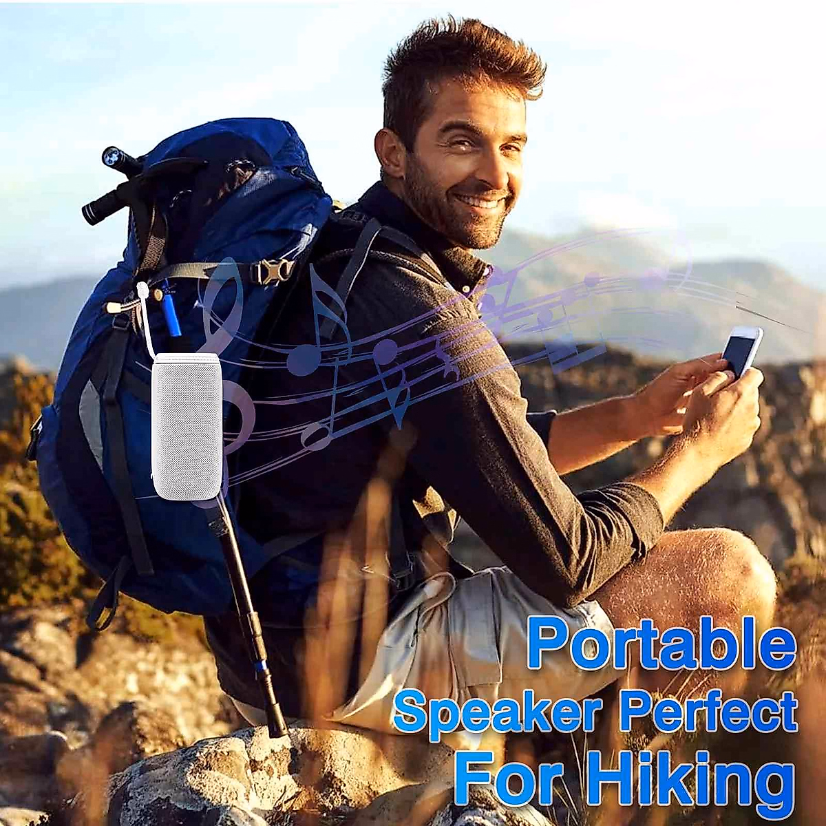 UrbanX Scorpio Series Bluetooth Speaker, IPX6 Waterproof Speakers HD Surround Sound with Punchy Bass, True Wireless Pairing, BT5.3, Portable Speaker for Nubia Z17 - White