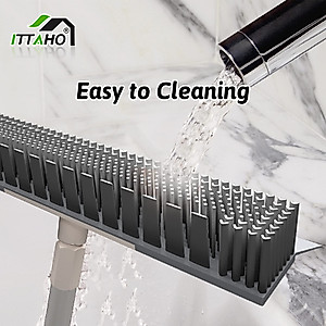 ITTAHO Rubber Broom Carpet Rake for Pet Hair Removal,55" Long Handle Fur Remover Broom with Silicone Squeegee, Carpet Hair Removal Tool for Carpet,Floor,Garage,Tile,Hardwood Floor,Garage