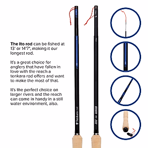 Tenkara USA Fly Fishing ITO™ Rod, for Large Fish & Wider Streams - Longest Rod - Carbon Fiber, Lightweight, Telescopic, Adjustable, 2 Multi-Lengths (13' / 14'7")