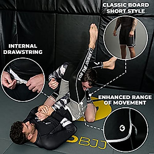 Gold BJJ Pacific Short - No-Gi Jiu Jitsu Fight Shorts (Black, Medium)