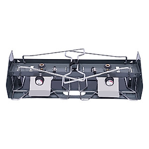 14" Portable Gas Camping Stove 2 Burner Stovetop Foldable Butane Gas Cooktop w/Regulator For Camping, Outdoor Cooking, Rv Travel, Backpacking Travel, Barbecue And Family Emergency Backup