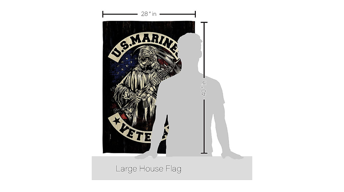 USMC Marines Veteran House Flag - Double Sided, Made in USA