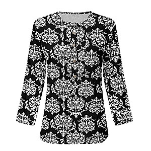 Breniney Womens Plus Size Tunic Tops Long Sleeve Tops for Leggings Womens Long Sleeve Blouses for Work Black