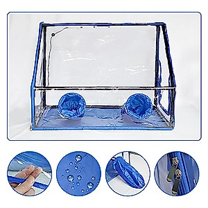 GARVIN Large Still Air Box 33.9" x 22" x 26" Mushroom Bag Plant Propagation Station - Greenhouse Flow Hood Grow Box Grow Monotub with Spray Bottle, Gloves, LED Light Blue/Clear